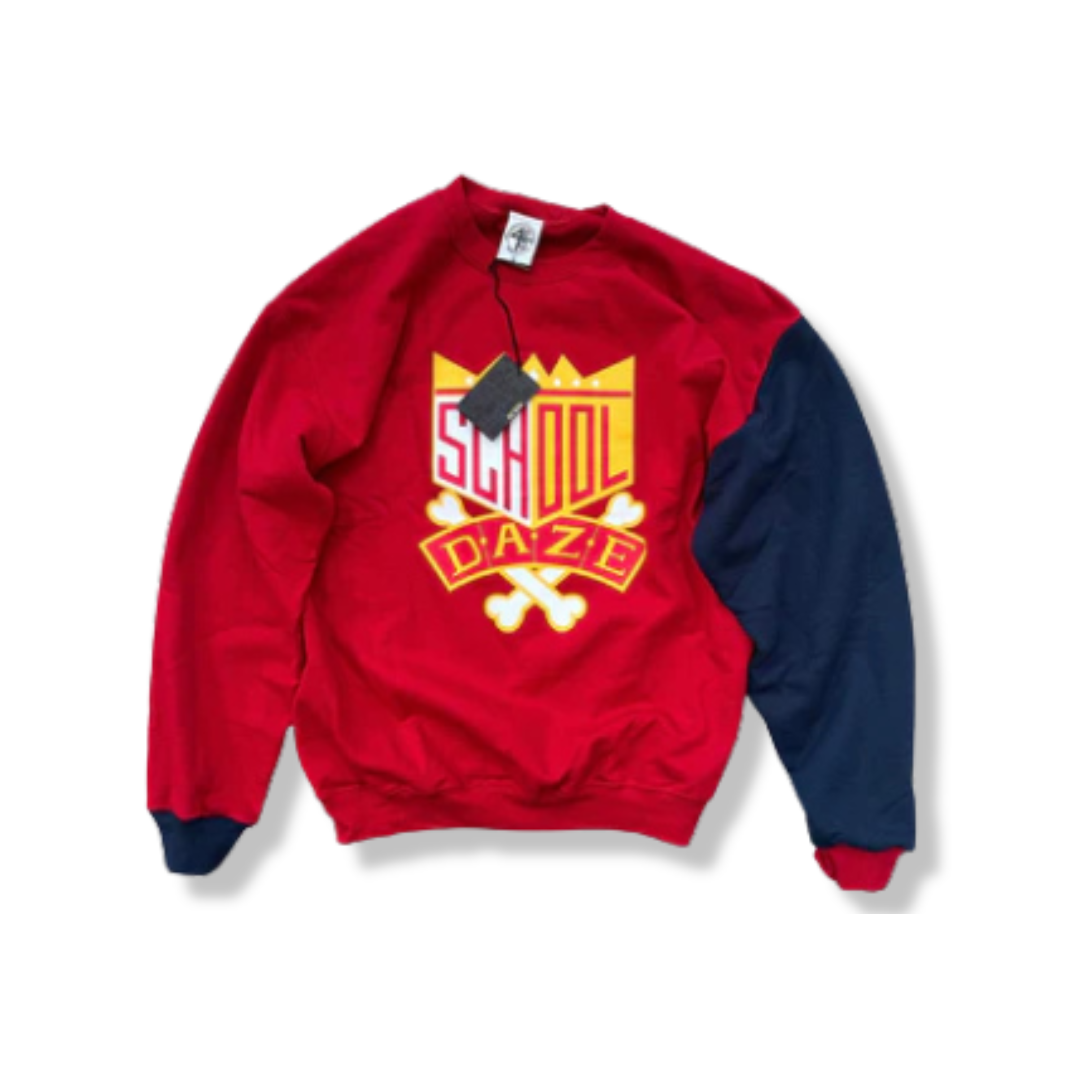 School Daze × HBCU Crewneck - 40 Acres x COINTEL - Red/Navy/Yellow – S.J